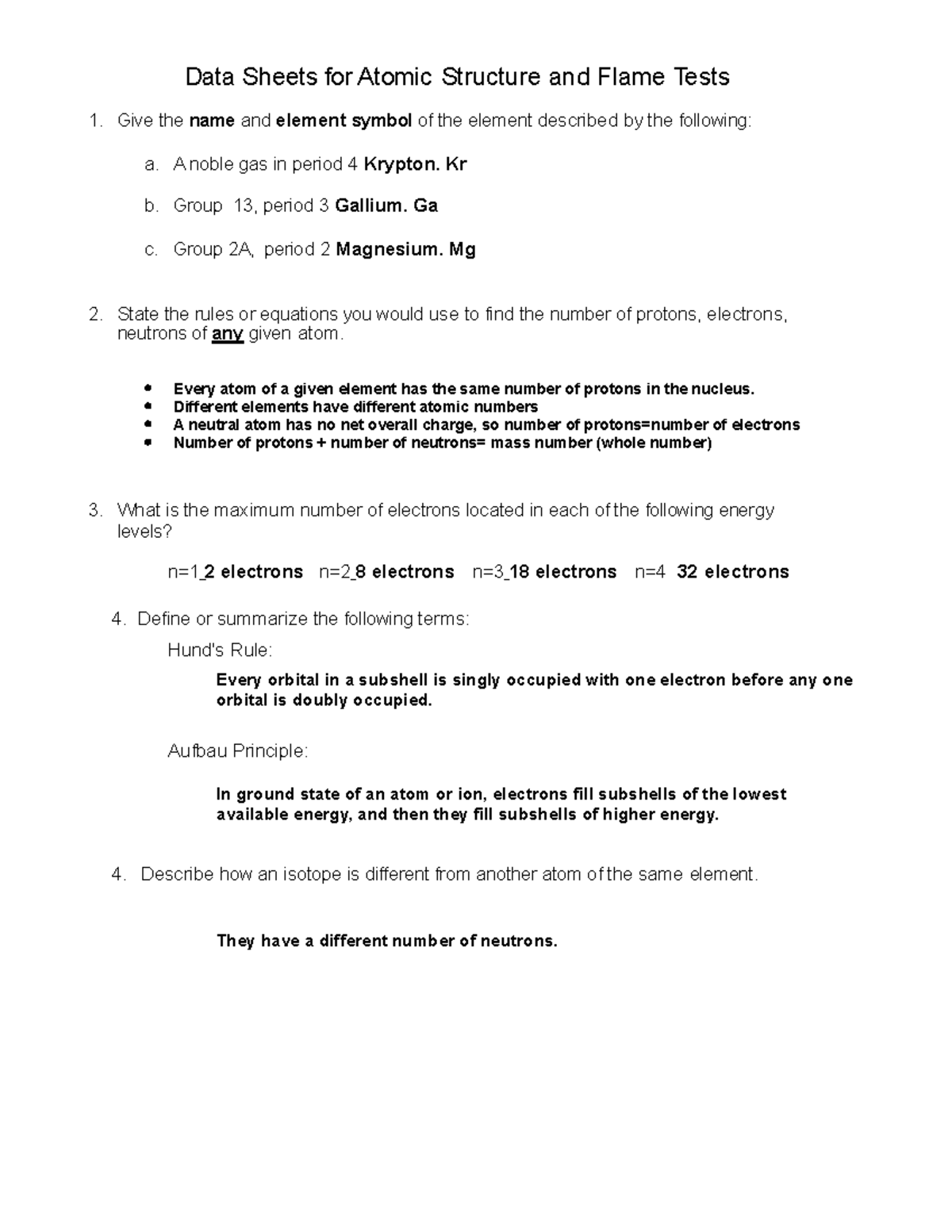 Atomic Structure & Flame Test Data Sheet - SUM21 Lab Report - Studocu