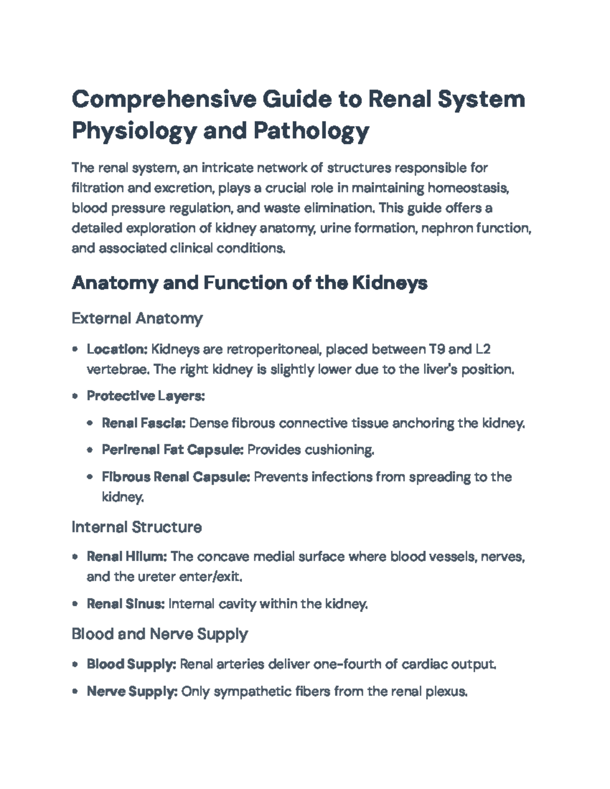 Comprehensive Guide to Renal System Physiology and Pathology - This ...