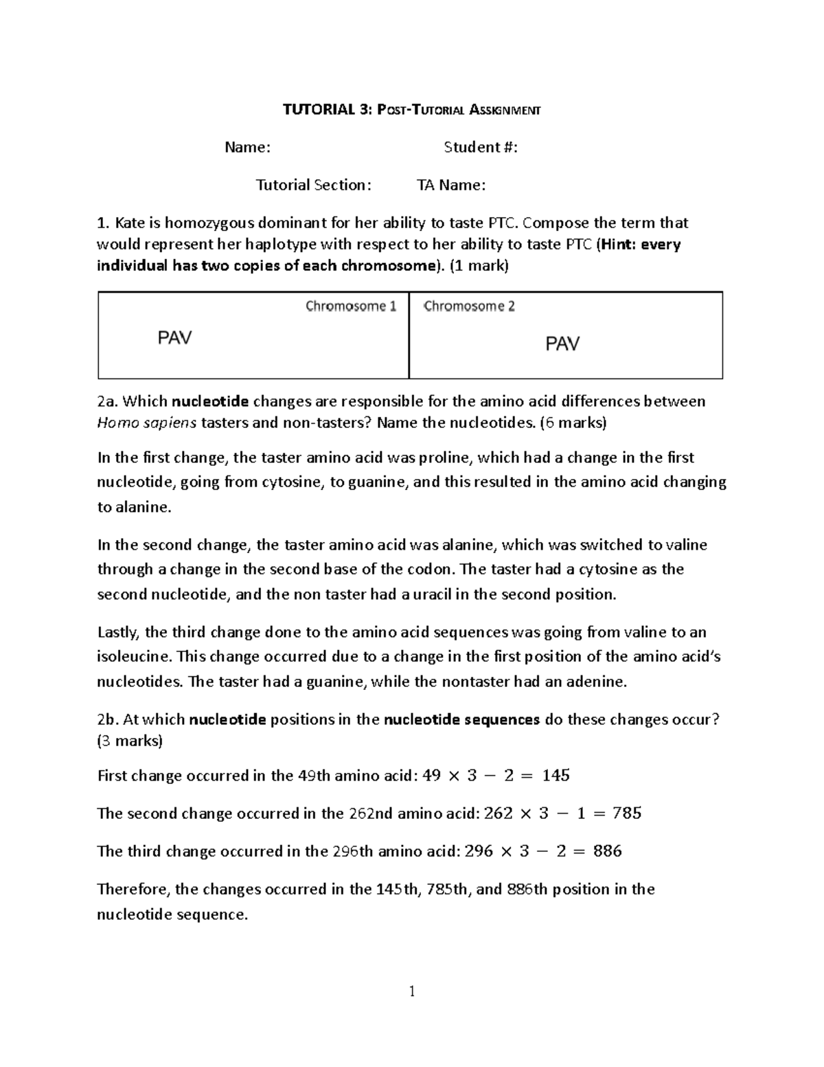 Bio 1M03 Tutorial 3 Post-tutorial assignment F2020 - bio 1m03 ...