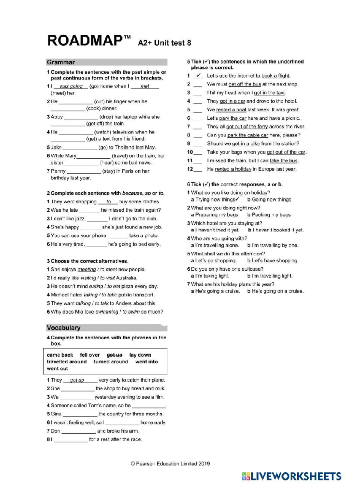 Worksheet 8473634 - Unit Test 8 Grammar Review - Studocu
