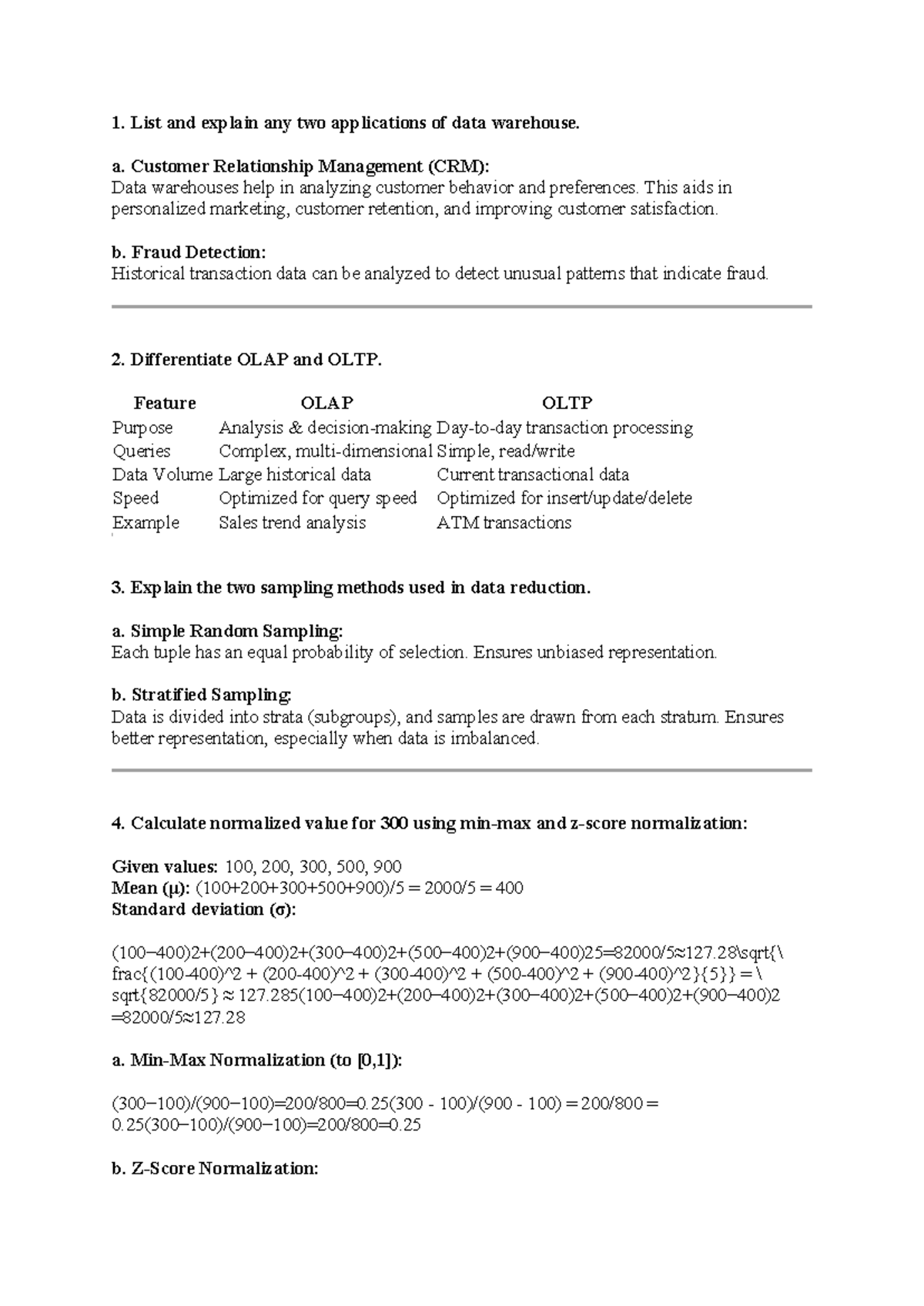 CST466-D-Data Warehouse Applications and Concepts Exam Review - Studocu