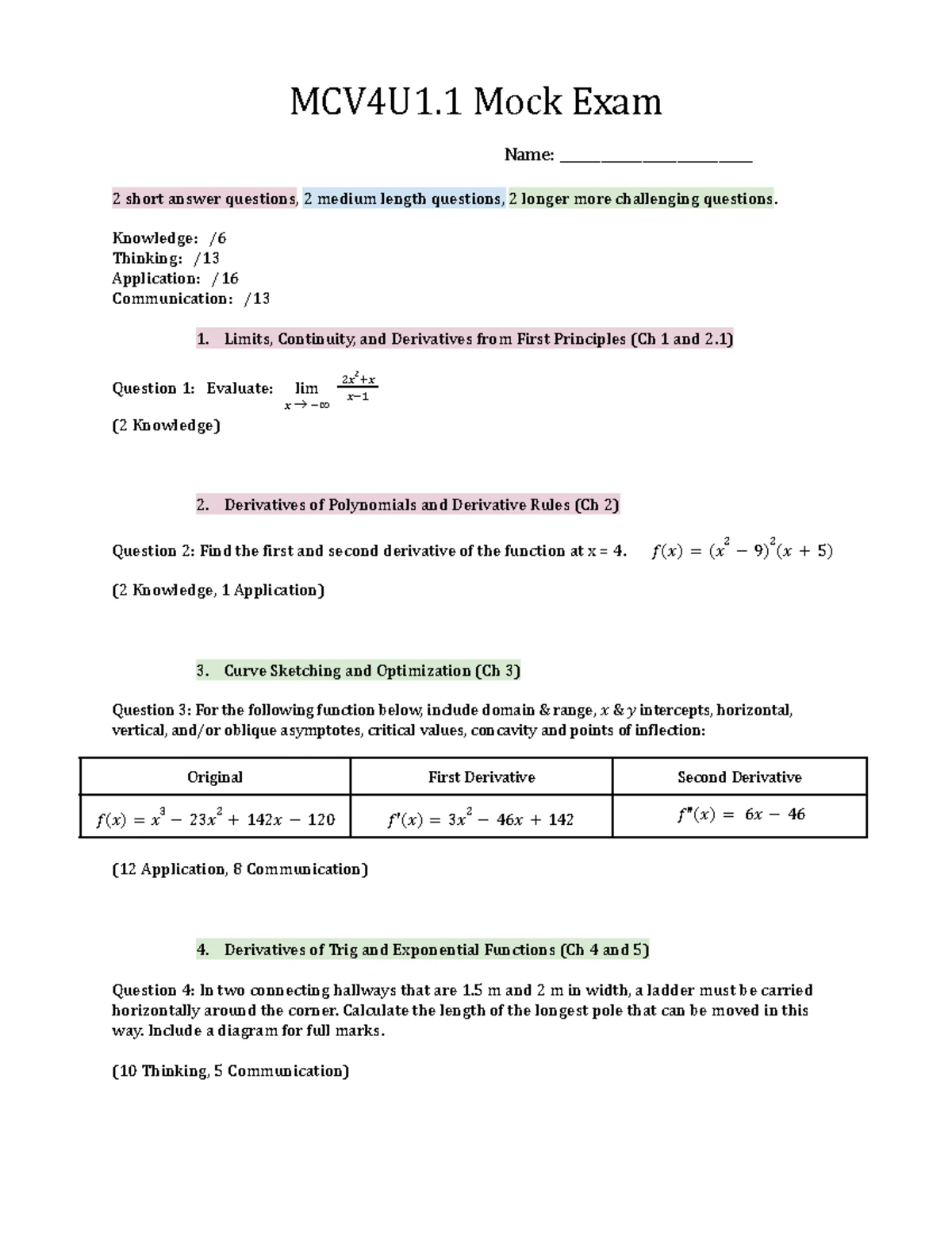 MDM4U Final Exam Formula Sheet & Z Score Table - Studocu