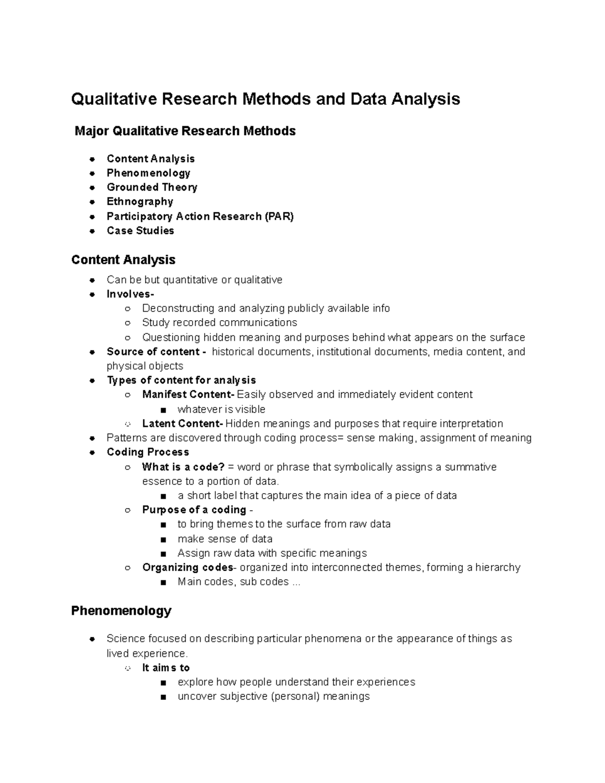 Lecture #10: Qualitative Research Methods & Data Analysis - Studocu