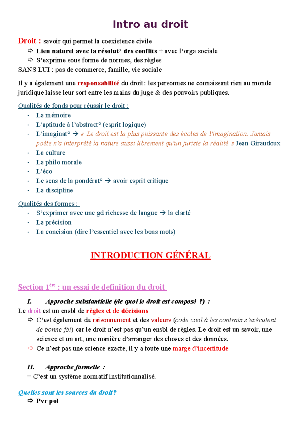 Introduction au Droit : Concepts et Finalités - Droit 101 - Studocu