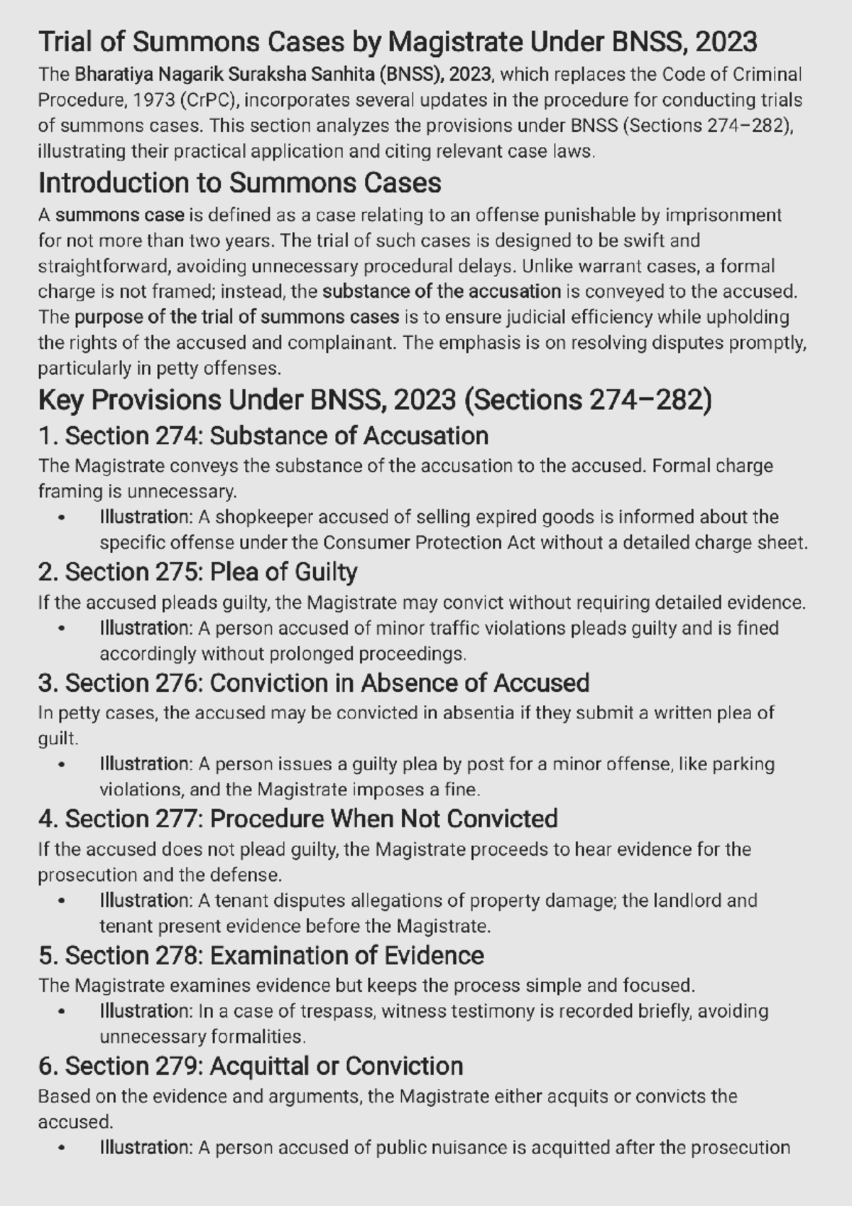 Trial of Summons Cases Under BNSS, 2023: Key Provisions & Insights ...