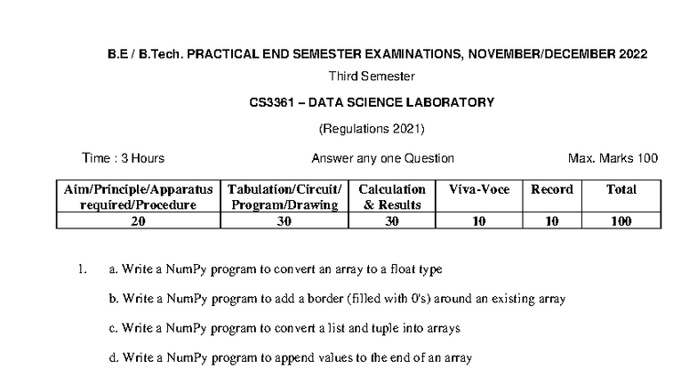 CS3361 DATA SCIENCE LAB PRACTICAL EXAM SET 2 - Studocu