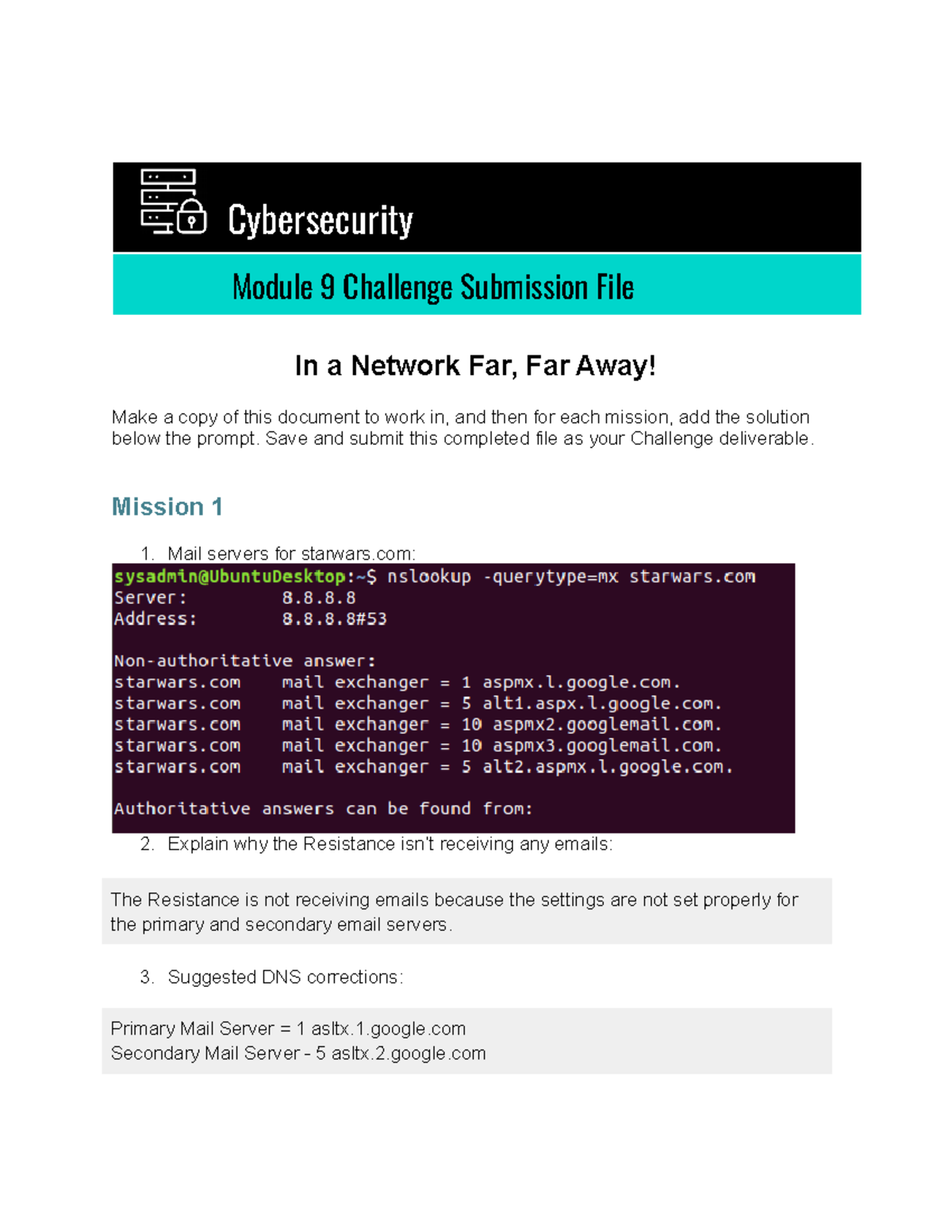Angela Ward In a Network Far, Far Away - Cybersecurity Module 9 Challenge Submission File In a ...