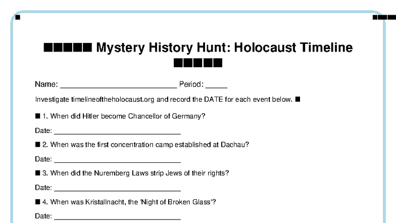 Holocaust Timeline Investigation: Key Events & Dates - Studocu