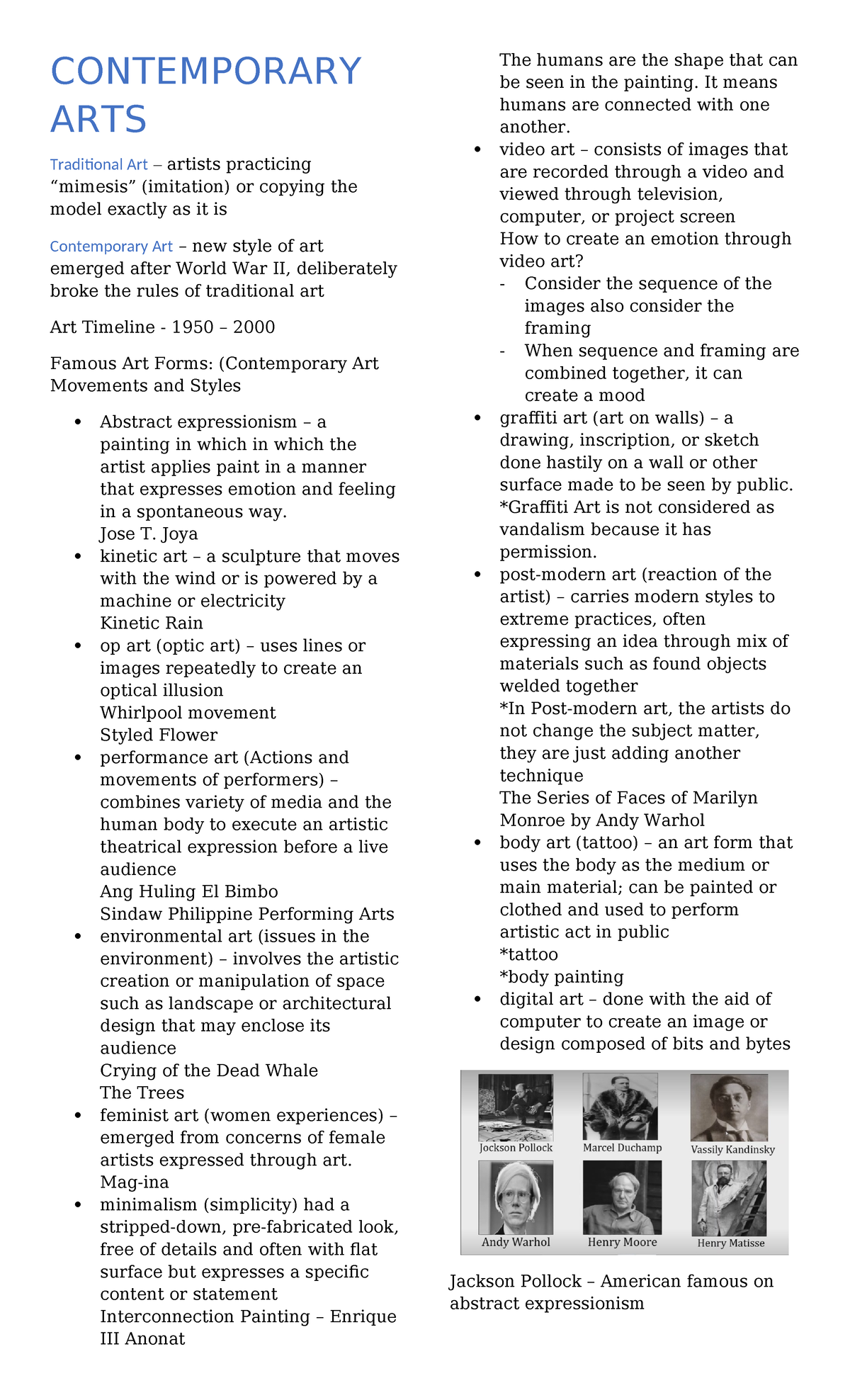 Contemporary Arts 2: Exploring Movements, Styles, and Influential ...