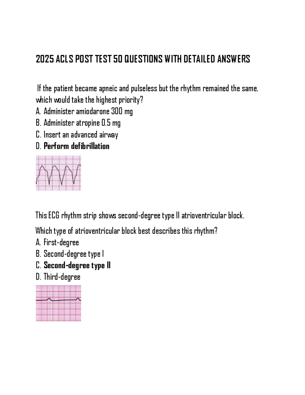 2025 ACLS POST TEST: 50 Questions with In-Depth Answers - Studocu