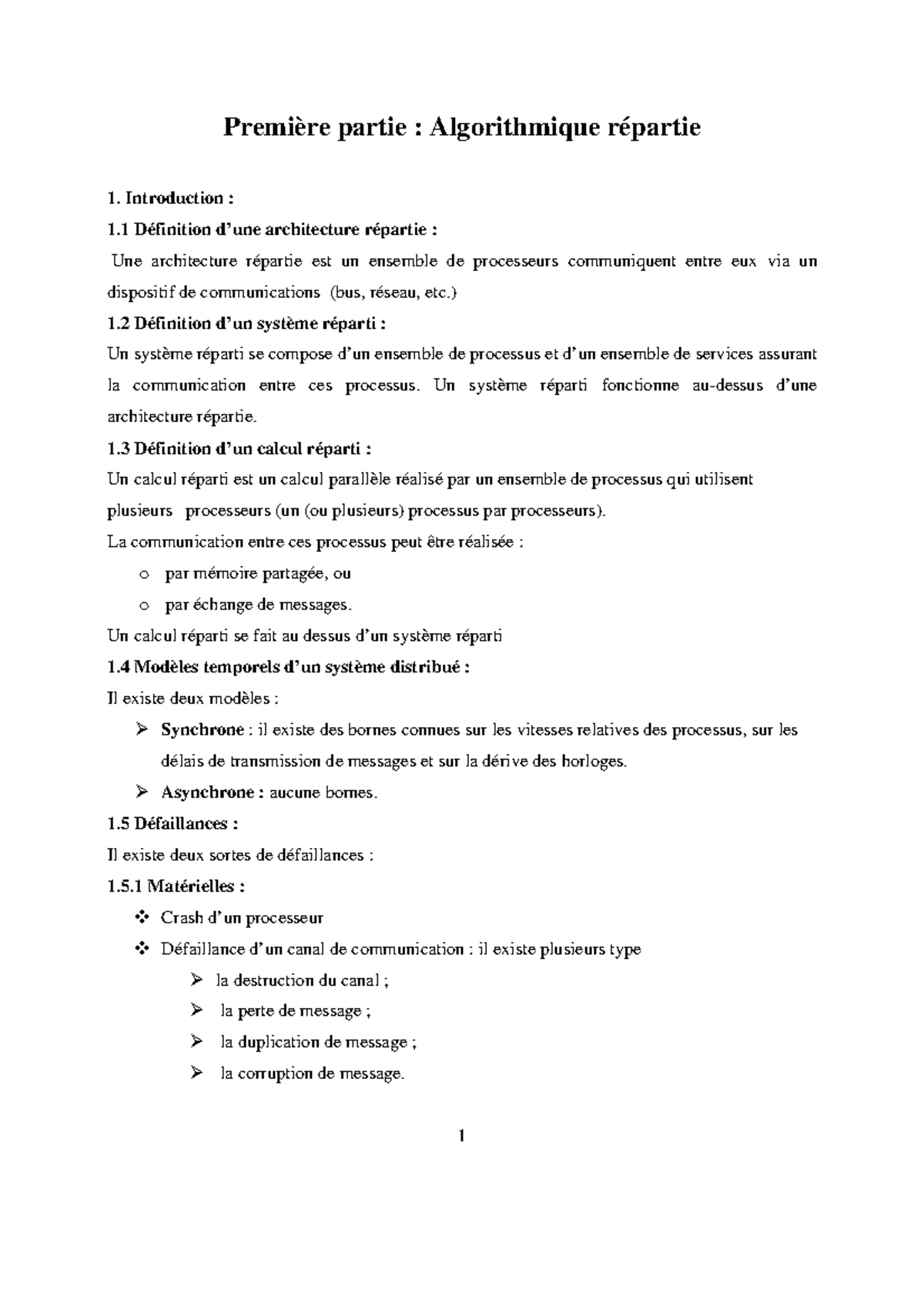 Étude sur les Systèmes Distribués et l'Algorithmique Répartie - Cours ...