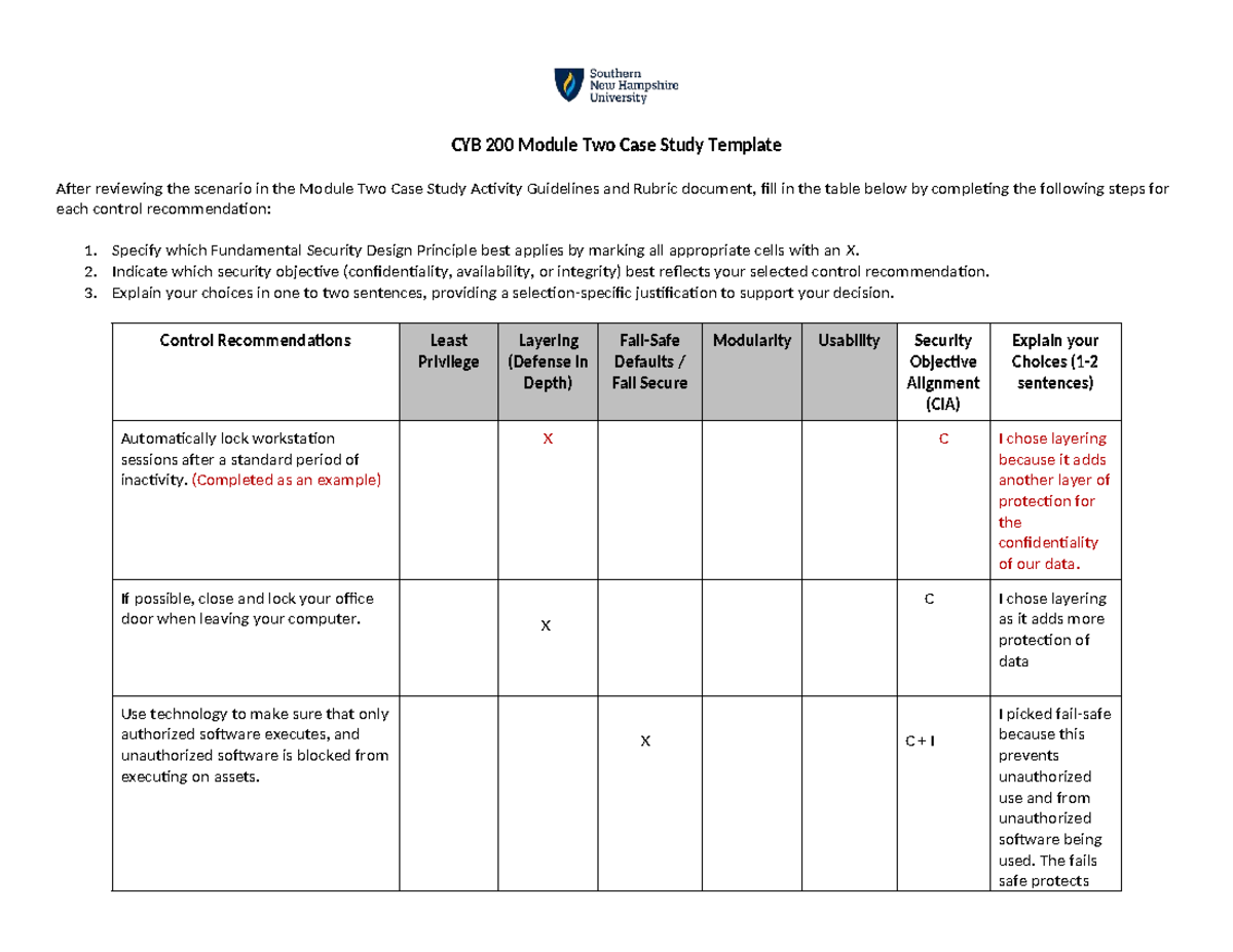 CYB 200 Module Two Case Study Analysis and Recommendations - Studocu