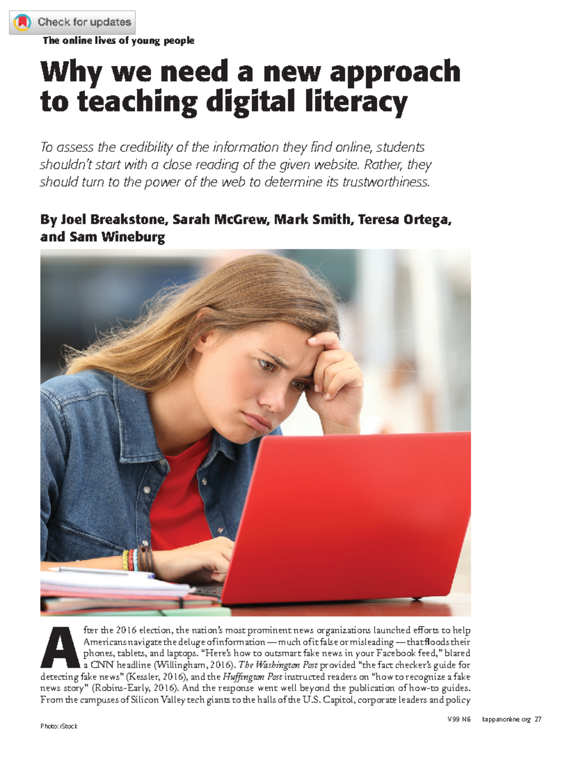 Why we need a new approach to teaching digital literacy - V99 N6 ...