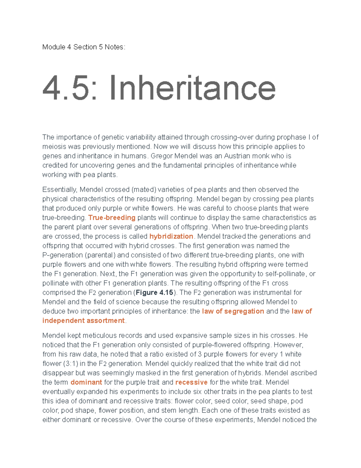 Mendel's Principles of Inheritance: Dominance & Recessiveness Notes ...