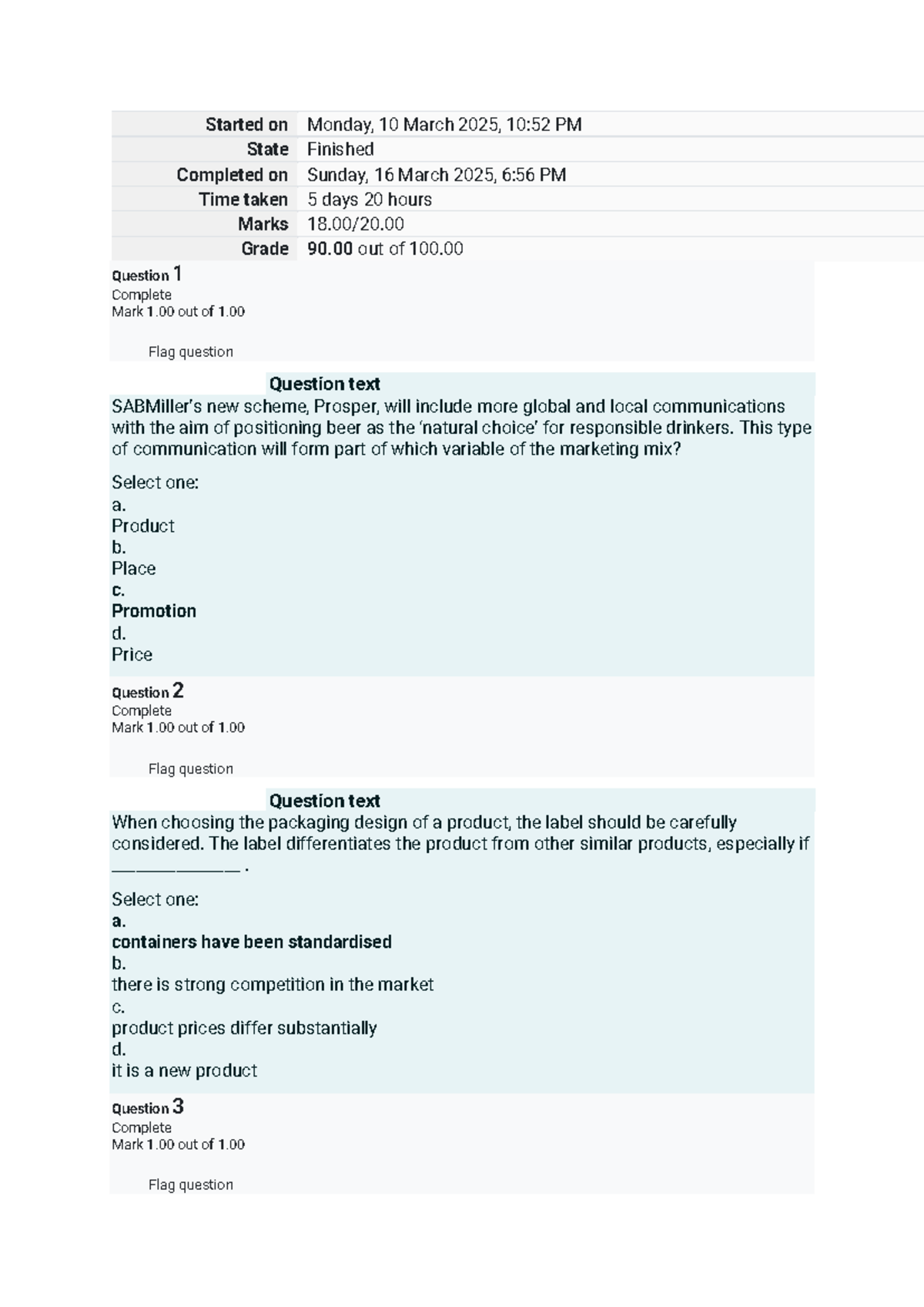 MNB1601 Marketing Mix and Consumer Behavior Quiz Notes - Studocu