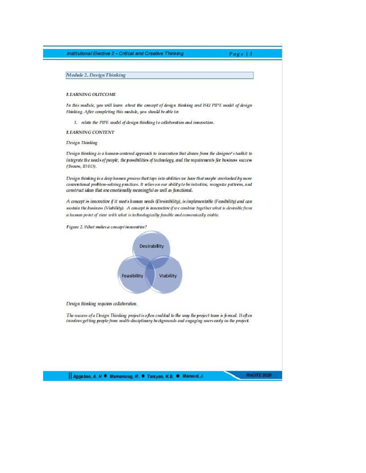 Institutional Elective 2: Design Thinking Module 2 Overview and ...