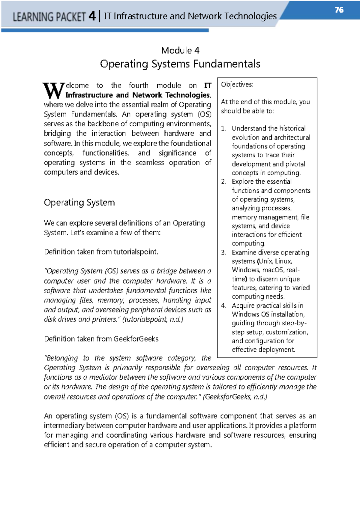 IS 103 Module 4: Operating Systems Fundamentals Overview - Studocu