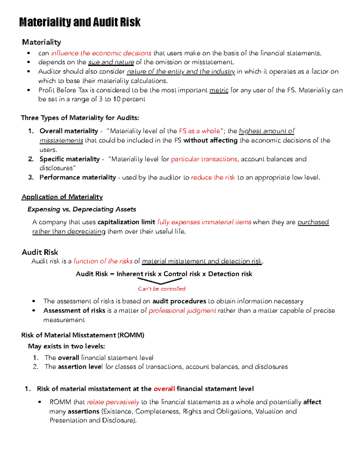 Auditing - Materiality and Audit Risk: Key Concepts and Procedures ...