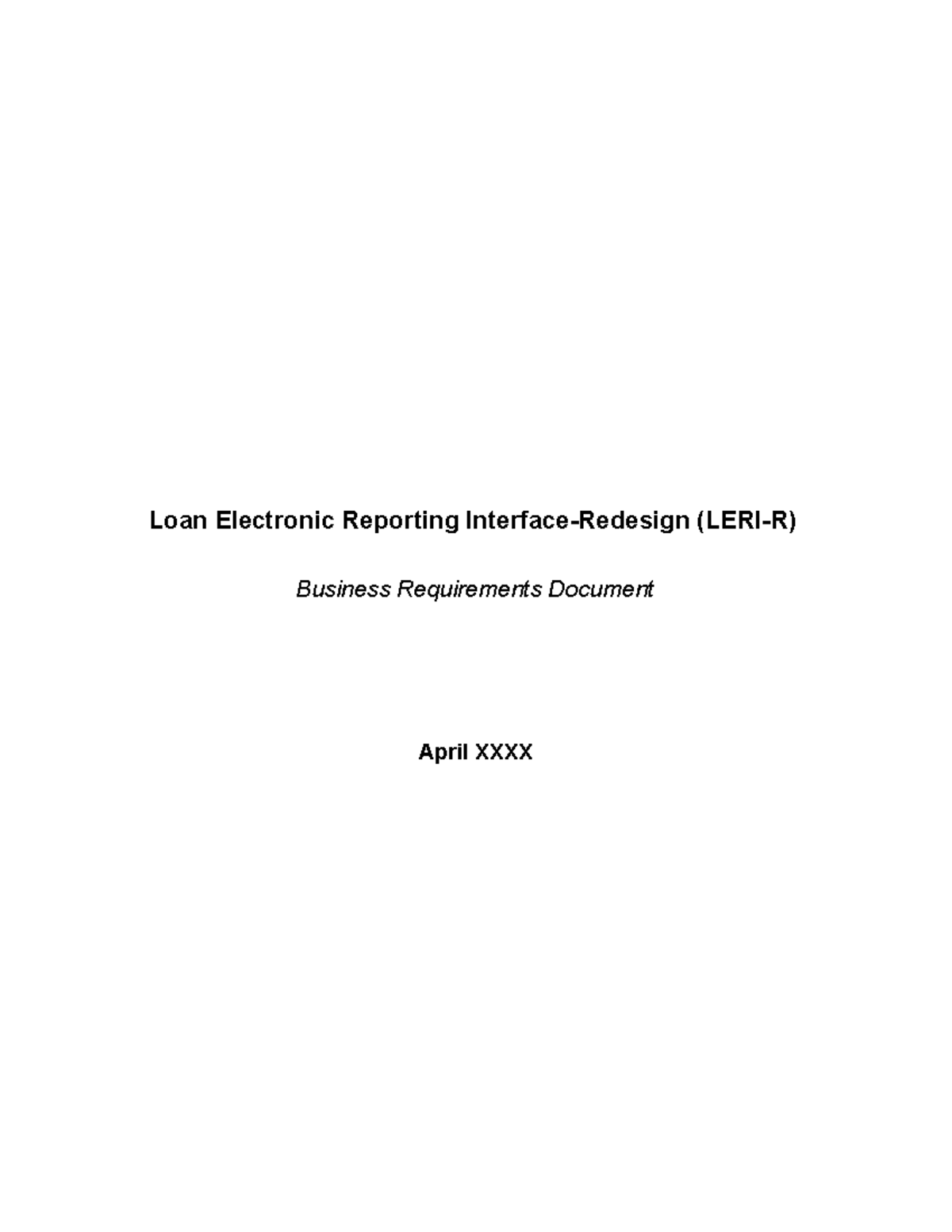BRD for Loan Electronic Reporting (ERP) Business Requirements Document ...