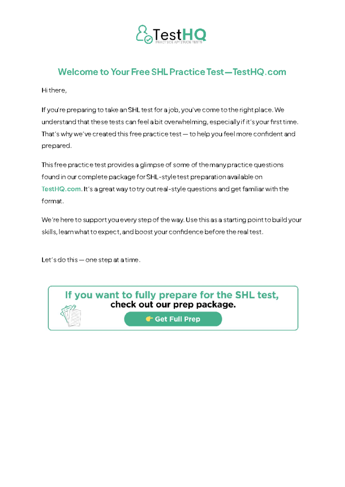 Free SHL Practice Test Questions for Job Preparation - Studocu