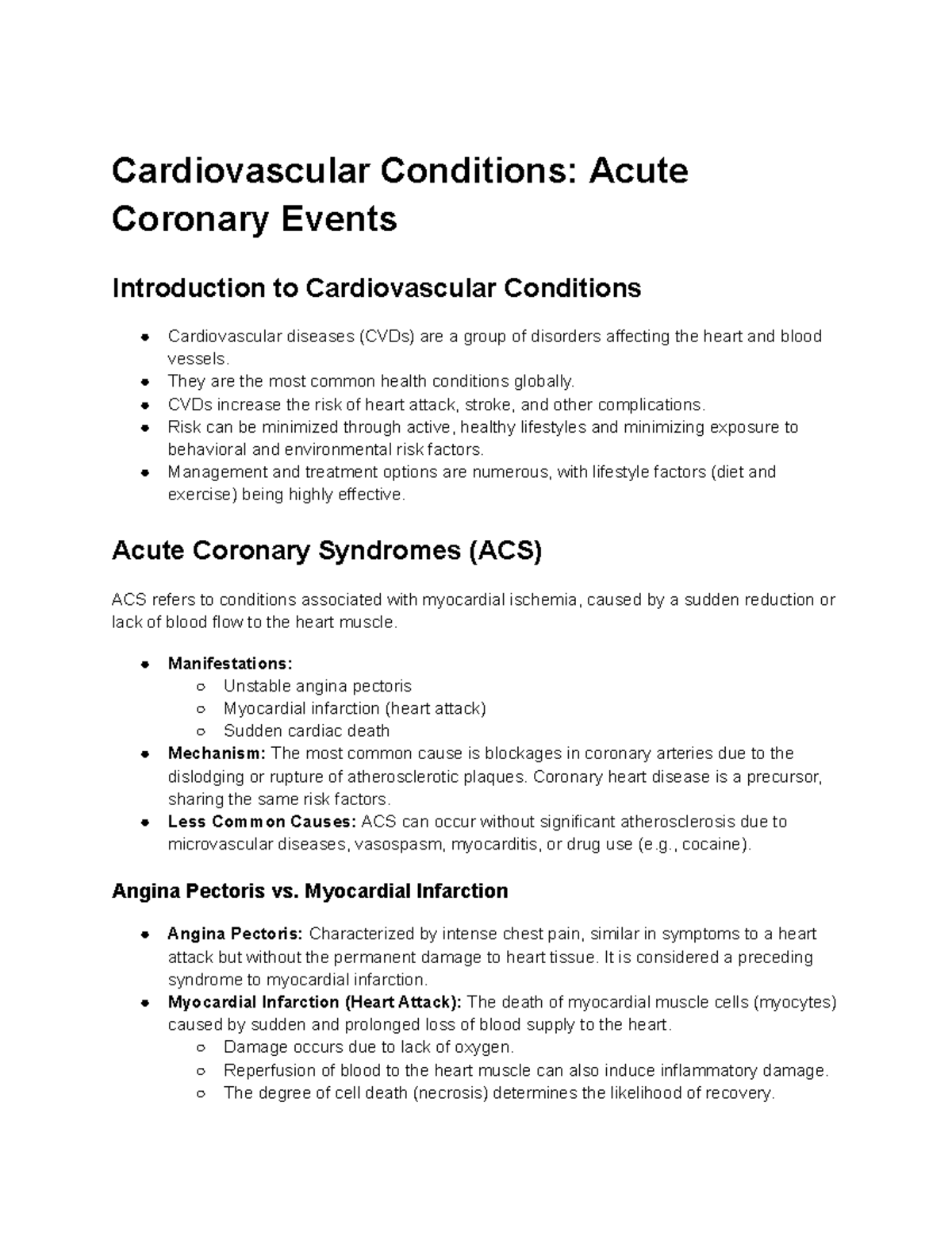 Complex EX. Management - Cardiovascular Conditions: Acute Events ...