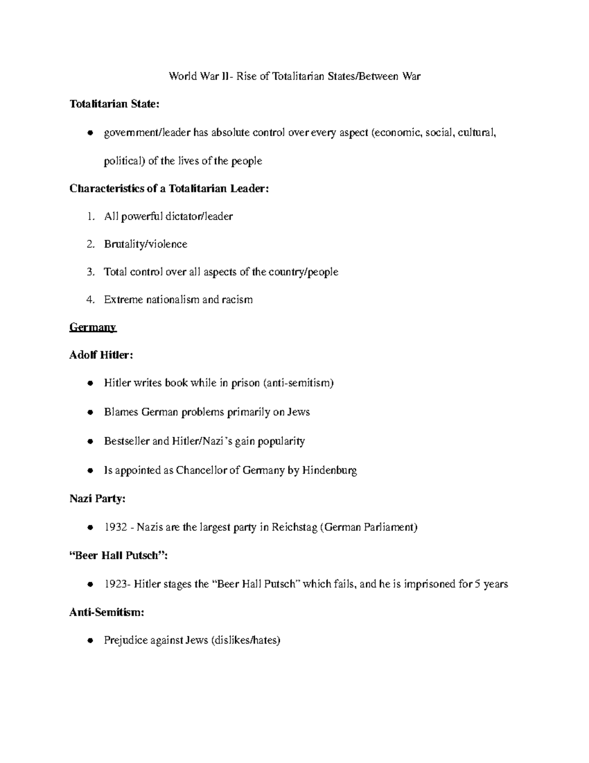 HIST 202 Midterm Study Guide: Totalitarianism in World War II - Studocu