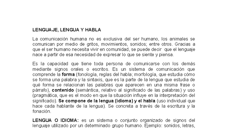 Unidad 1 - Lenguaje, Lengua y Habla: Oralidad y Escritura - Studocu
