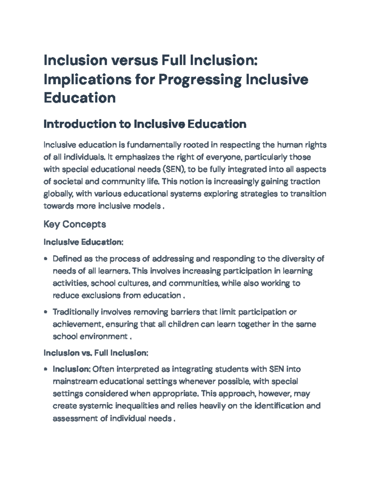 Inclusion vs. Full Inclusion: Progressing Towards Inclusive Education ...