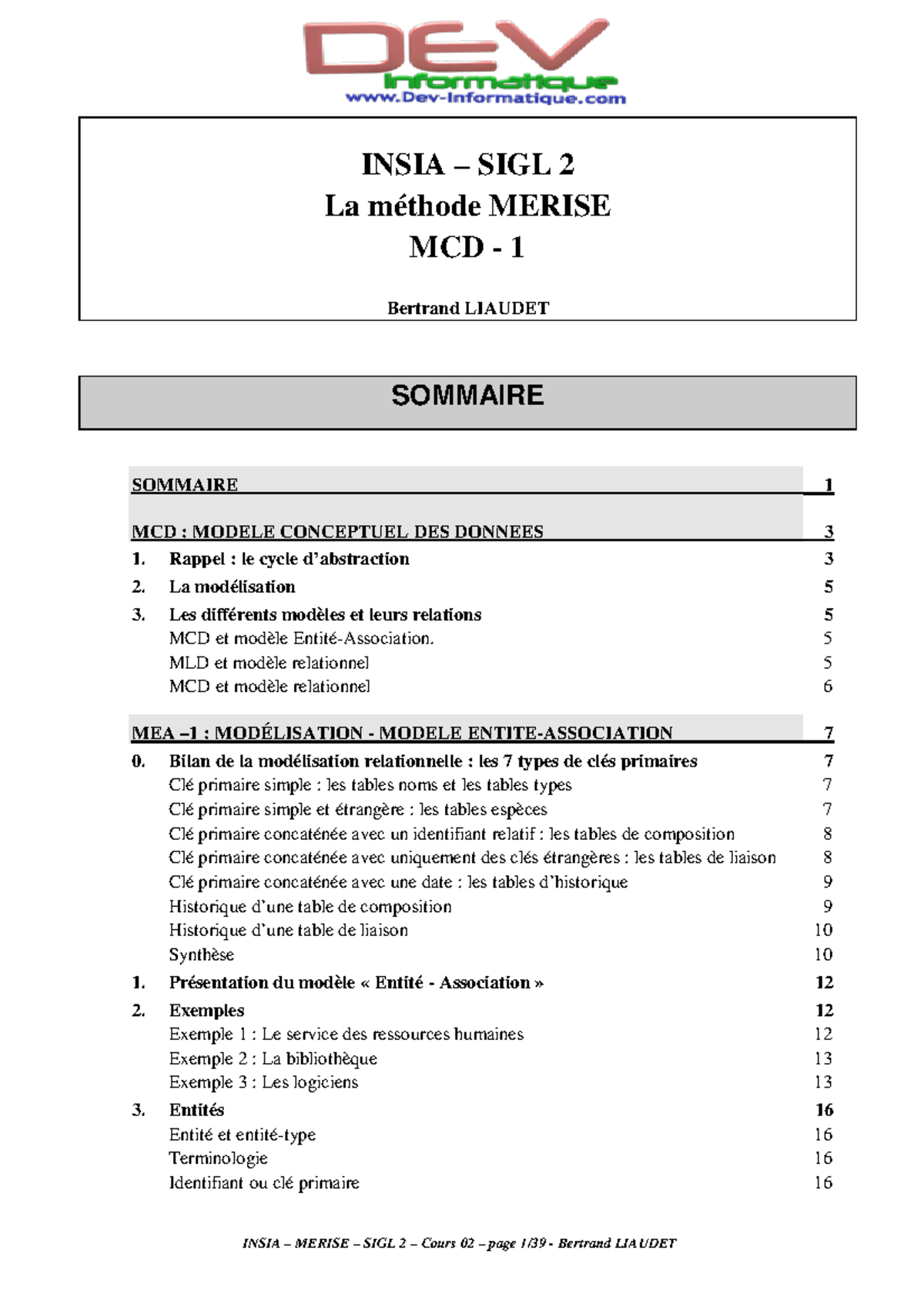 MCD et Méthode Merise : Concepts et Modélisation des Données - Studocu