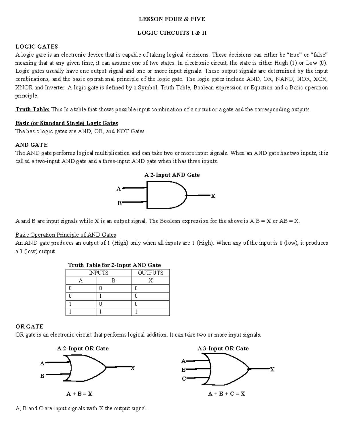 Logic Circuits I & II: Understanding Logic Gates and Their Functions ...