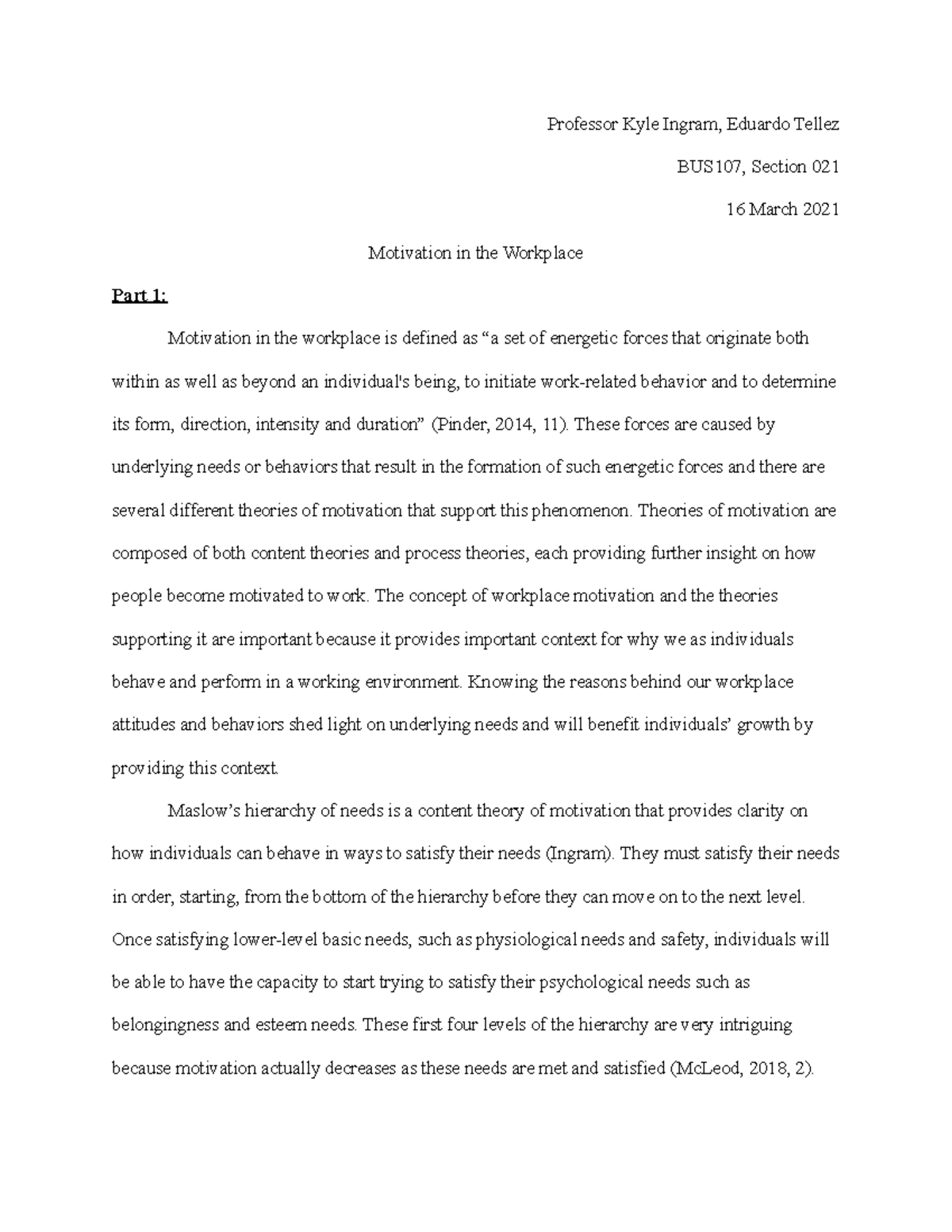 BUS107 Term Paper - Professor Kyle Ingram, Eduardo Tellez BUS107 ...