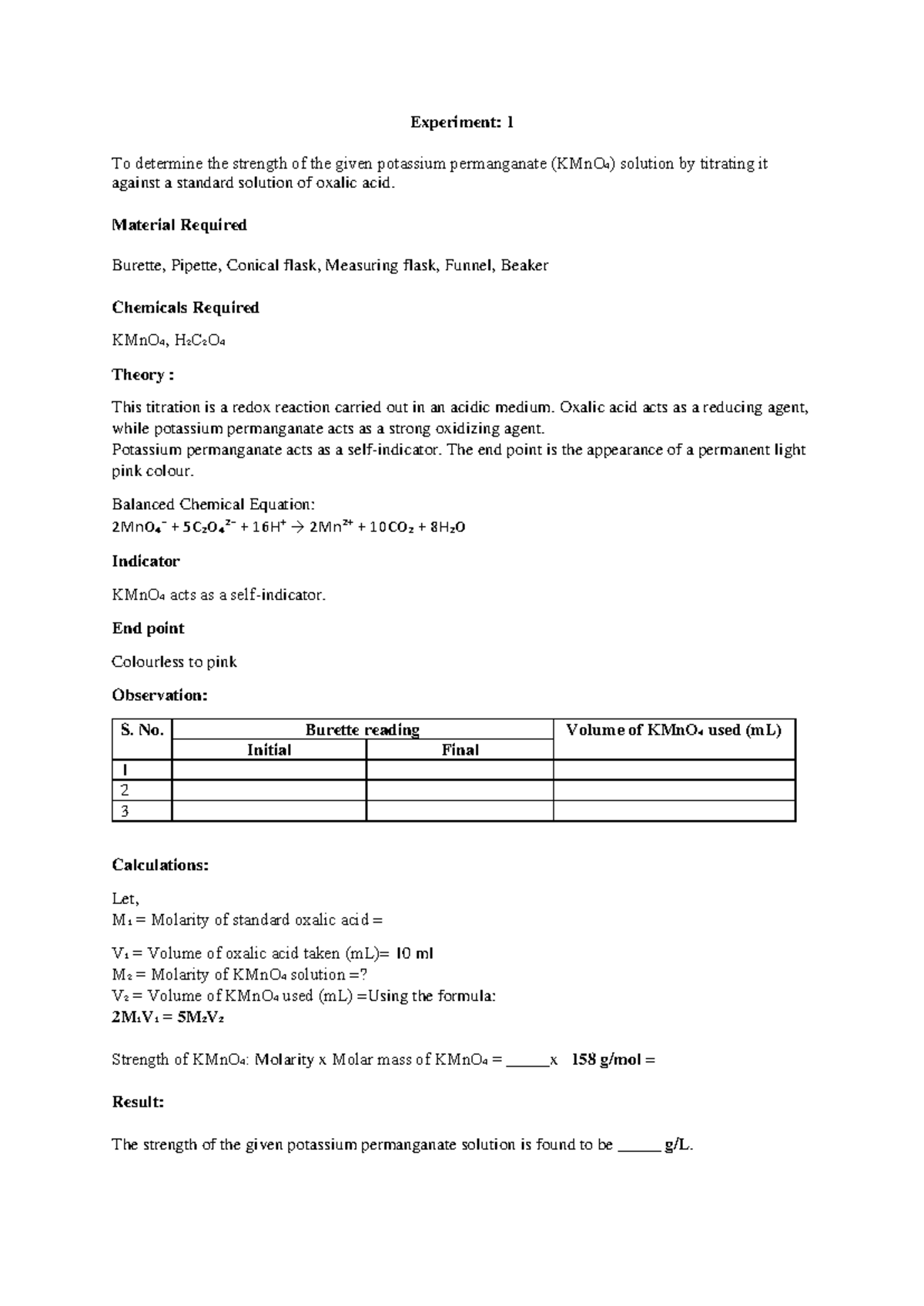 Class XII Practical: KMnO₄ Titration & Paper Chromatography Experiment ...