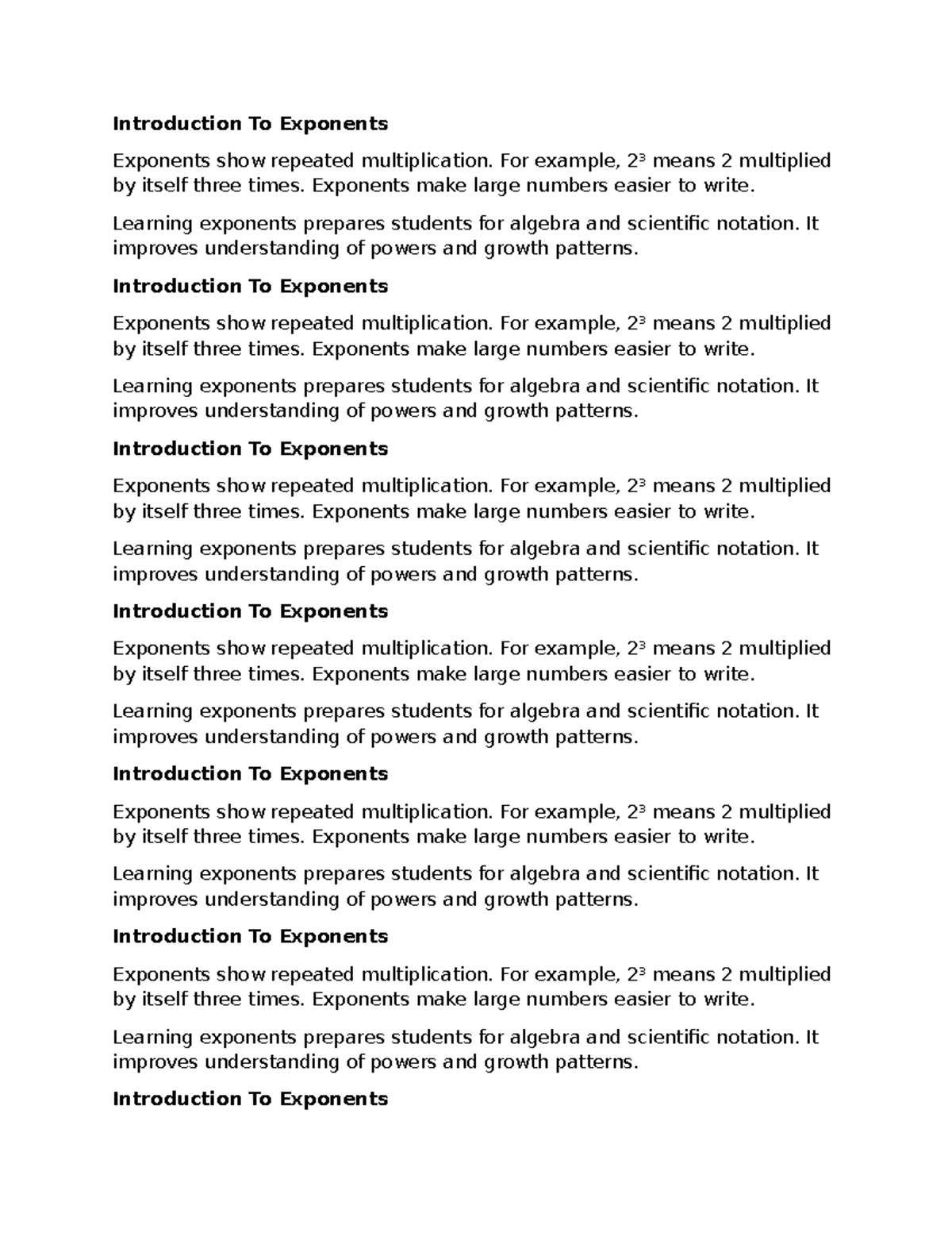 MATH101: Introduction to Exponents and Their Applications - Studocu