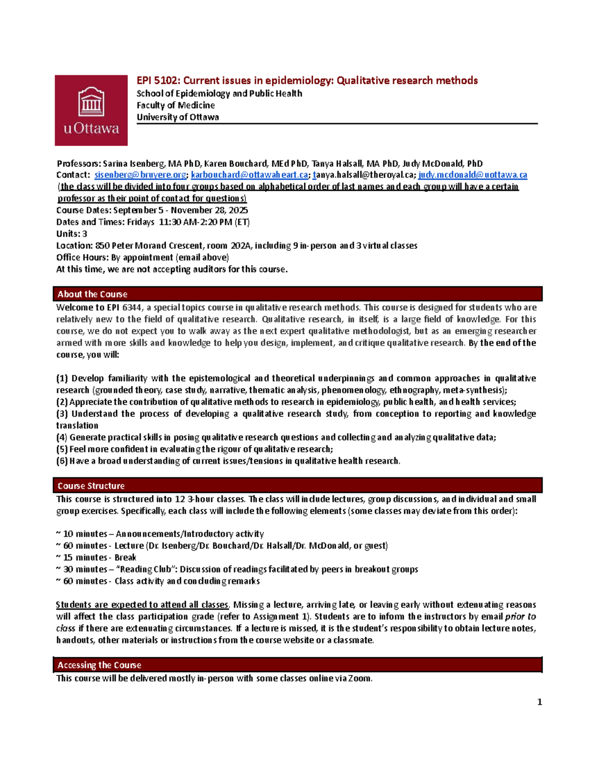 EPI 5102: Qualitative Research Methods Syllabus - Fall 2025 - Studocu