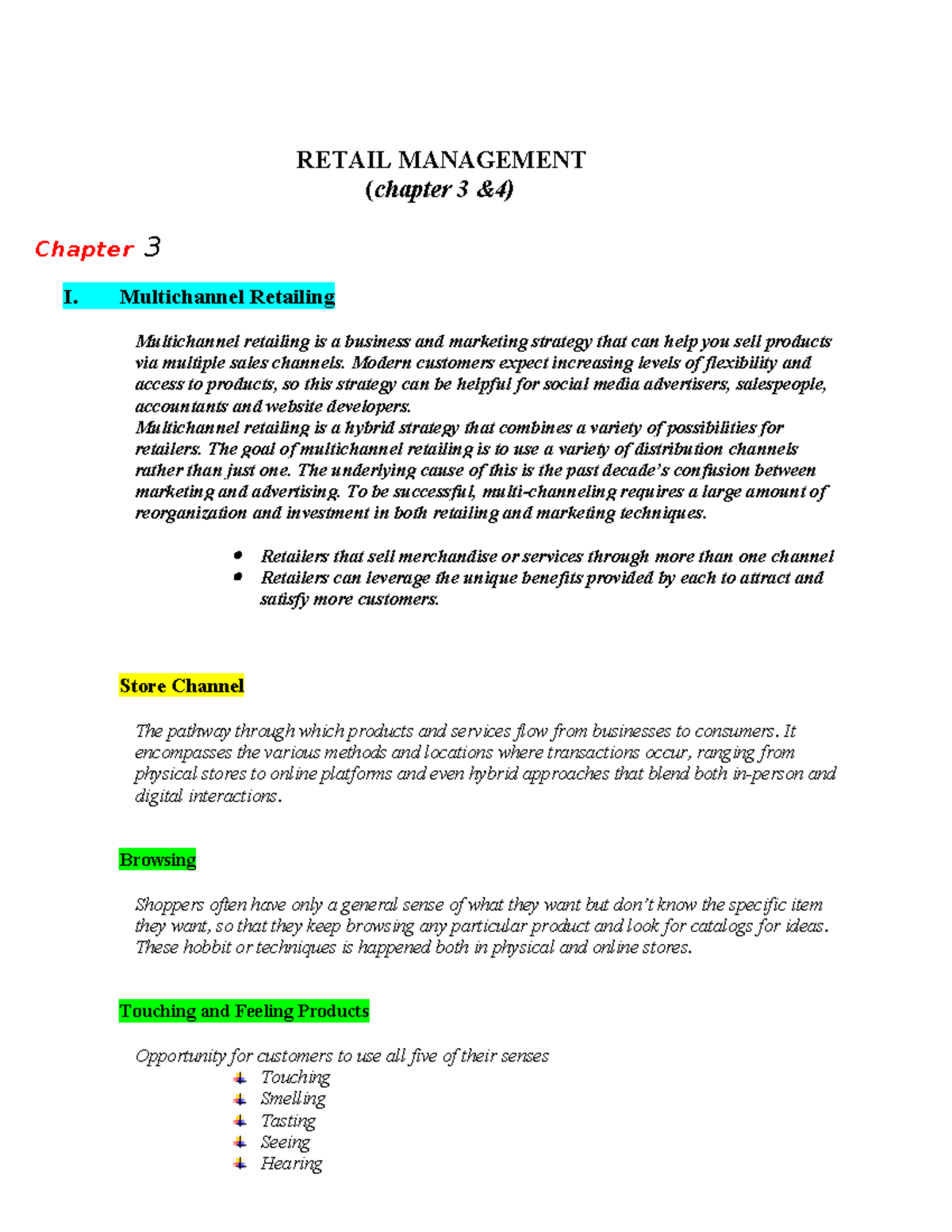 Module 2 (Retail) docs - To understand the chapter 3 and chapter 4 of ...