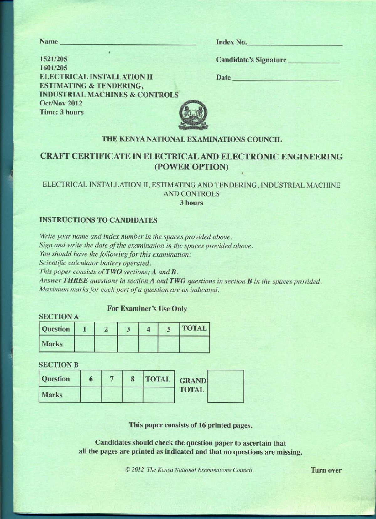 Electrical Installation II: Estimating & Tendering, Industrial Machines ...