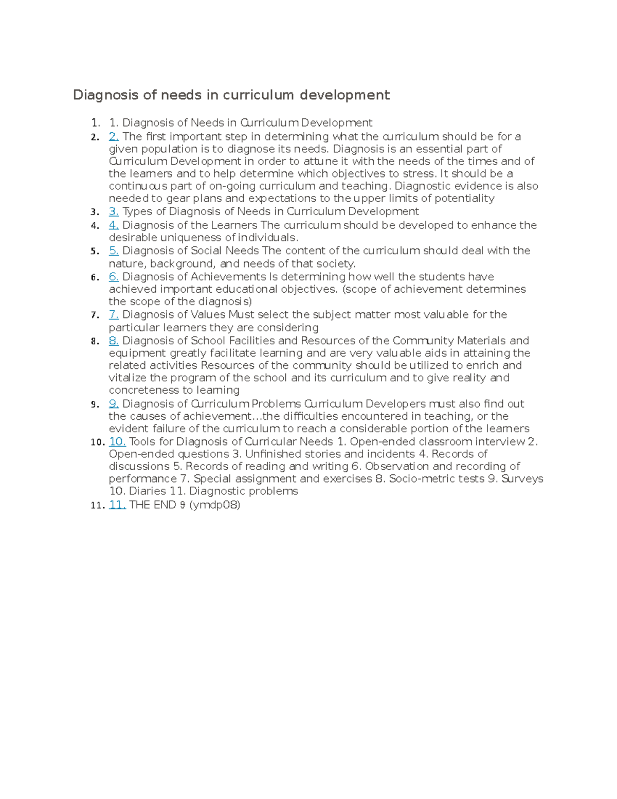 Curriculum Development Needs Diagnosis: An Essential Overview (ymdp08 ...