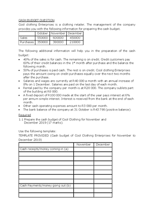 cost accounting Cash budget questions and answers Management Accounting ...