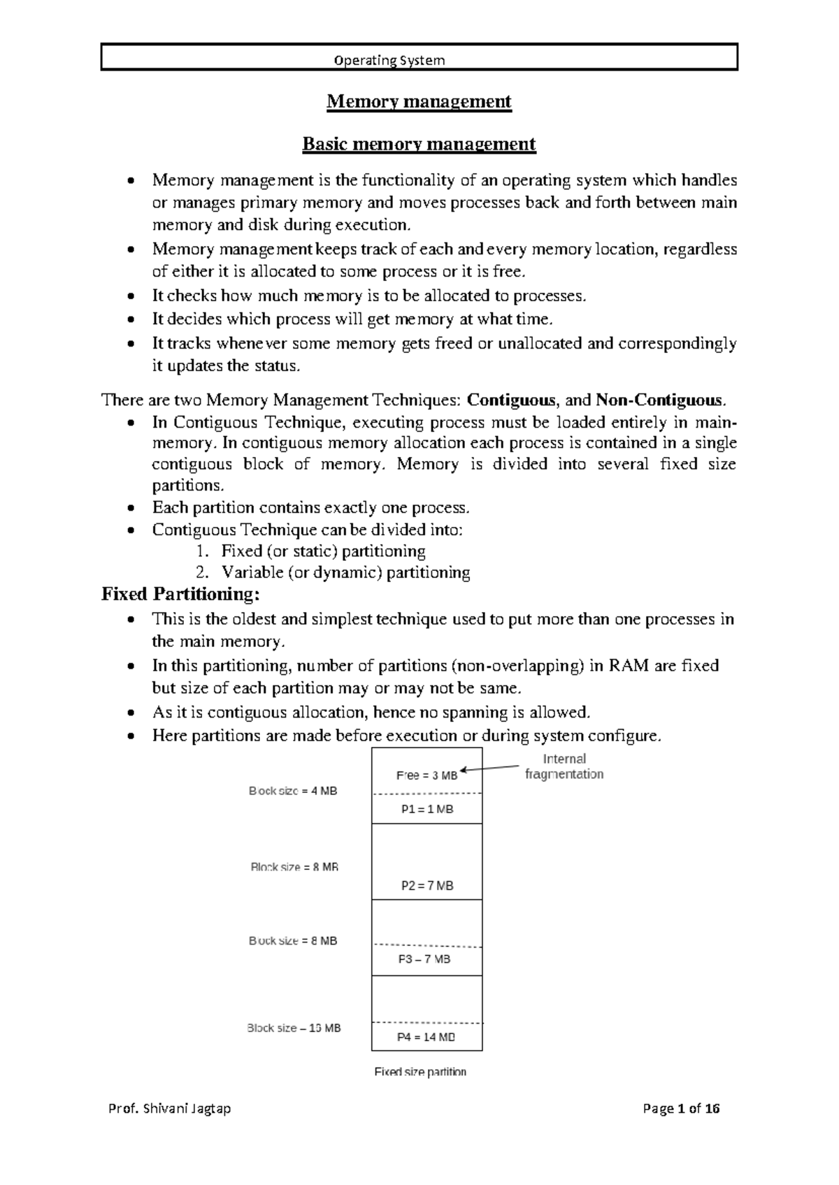 Memory Management Techniques in Operating Systems (Unit 3) - Studocu