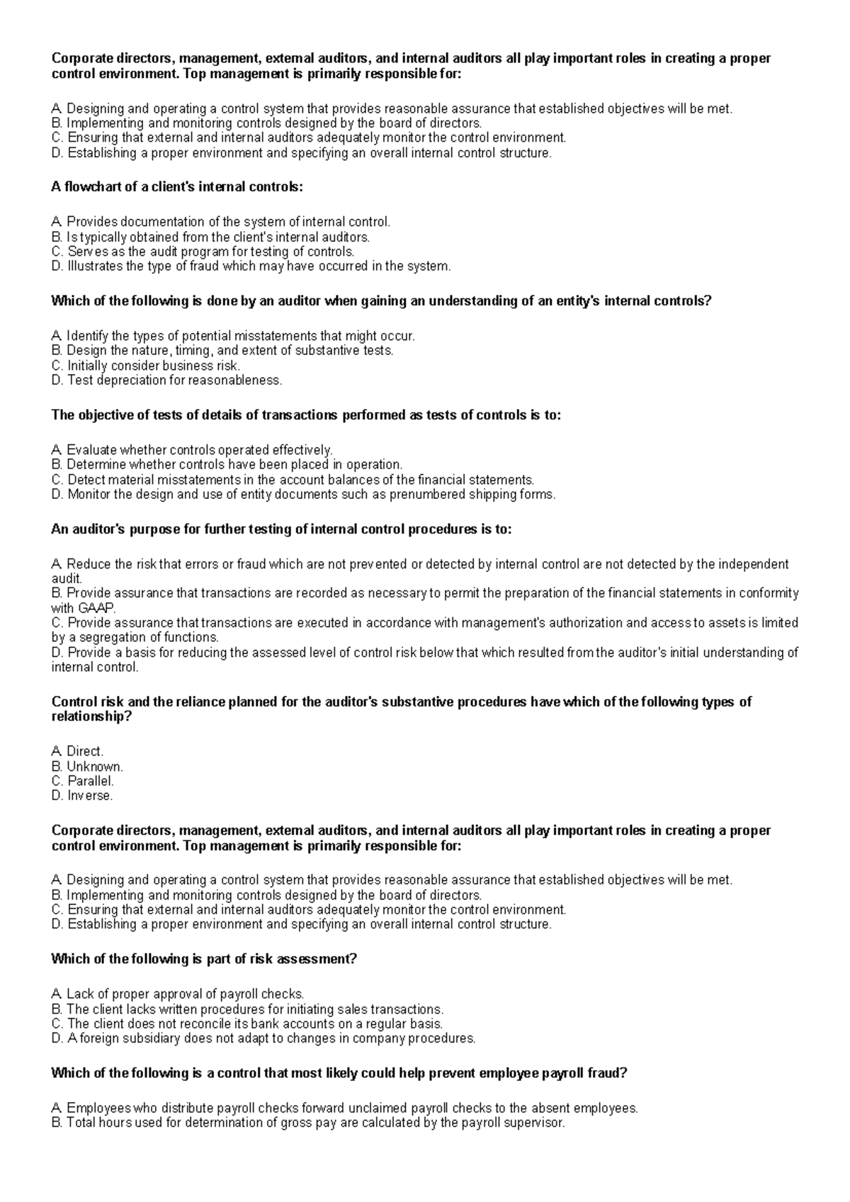 Internal Controls Overview and Key Responsibilities in Management - Studocu