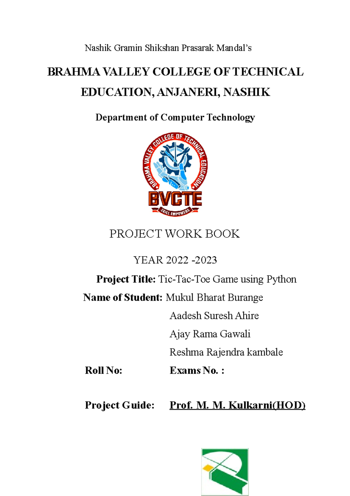 Python microproject - Nashik Gramin Shikshan Prasarak Mandal’s BRAHMA ...