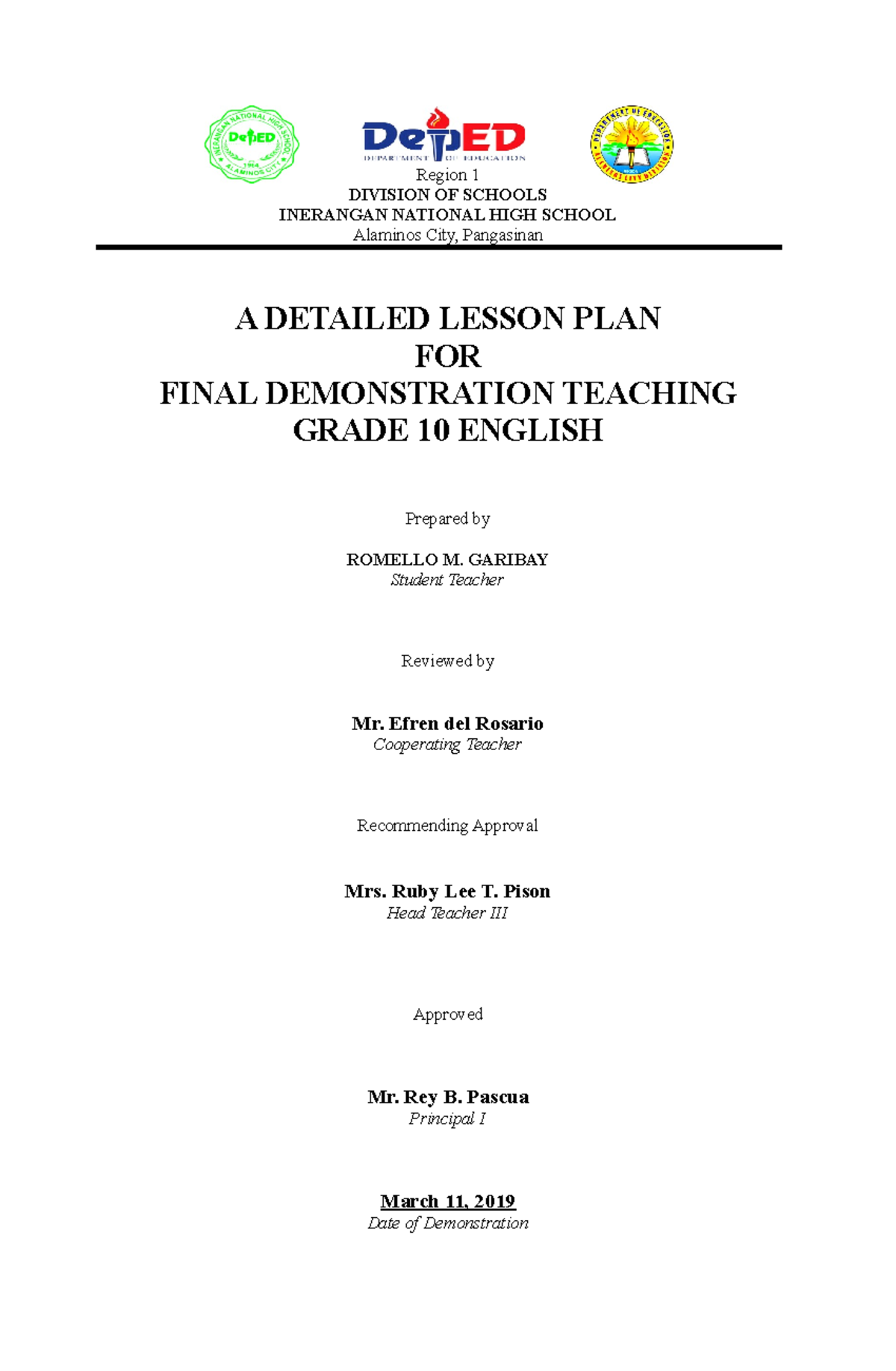 Final-DEMO-INHS - final demonstration that approved by deped - Region 1 ...