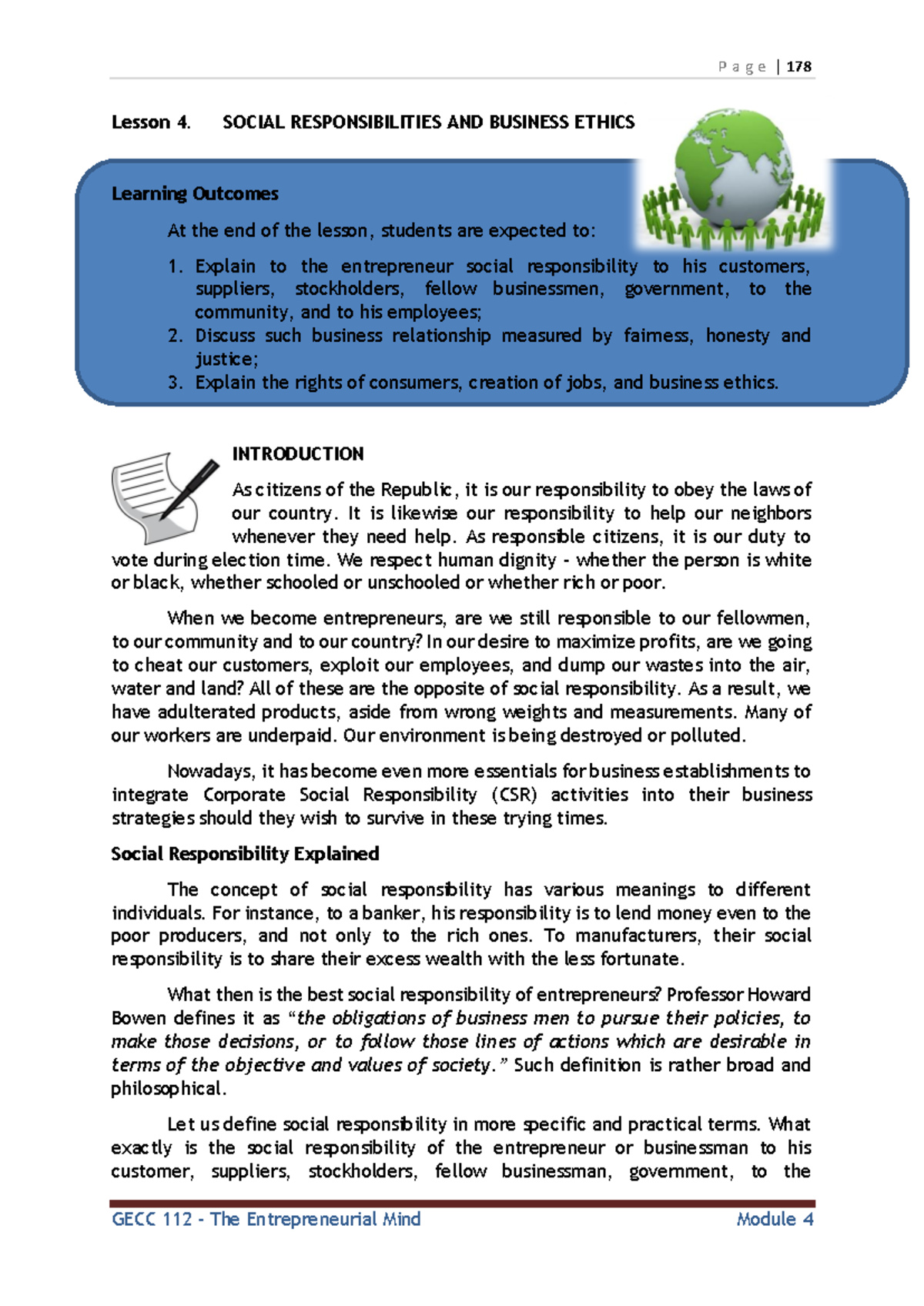 Social Responsibilities AND Business Ethics - Lesson 4. SOCIAL ...