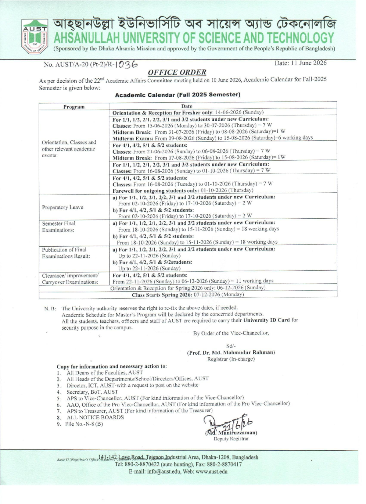 950 DM Academic Calendar for Fall 2025 - AUST - Studocu