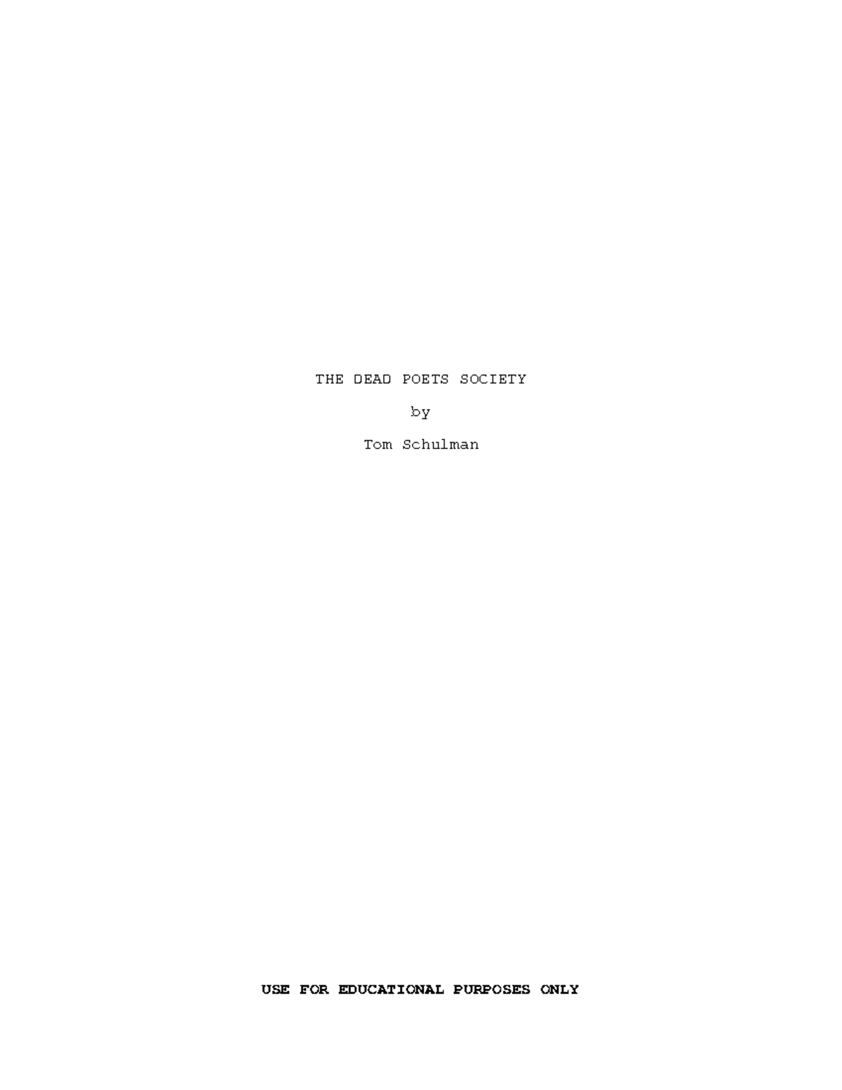Dead-Poets-Society-the full script - THE DEAD POETS SOCIETY by Tom ...