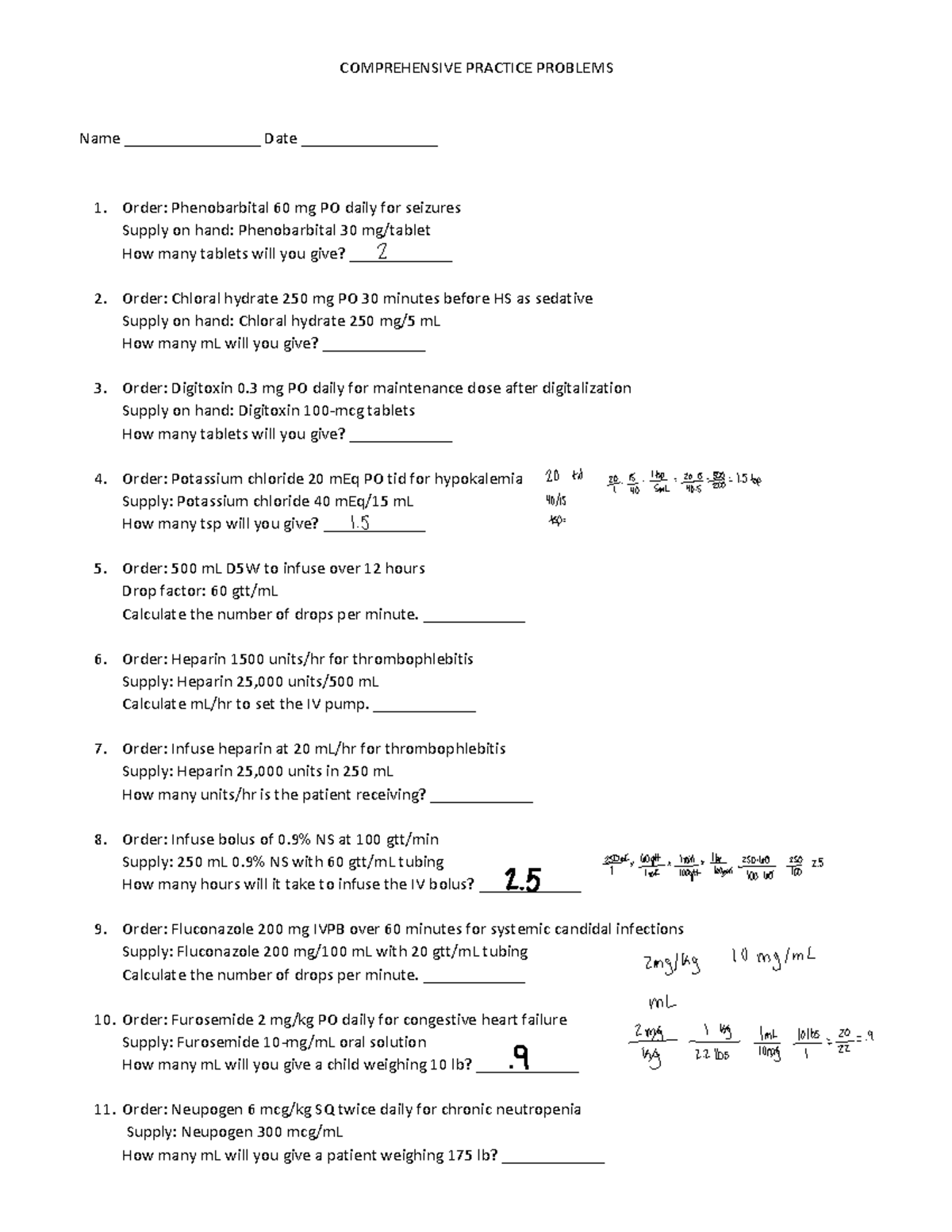Dosage Calculations Practice Problems For Nursing 101 Studocu