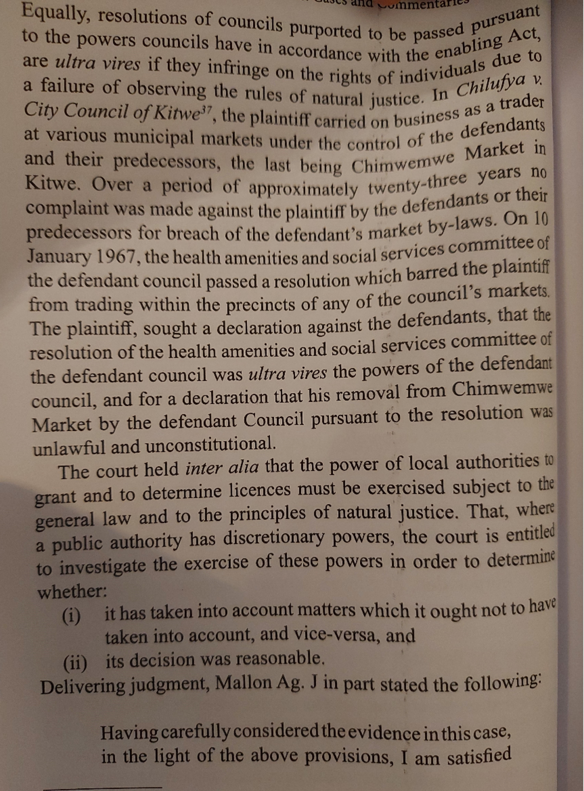 Chilufya v City Council of Kitwe - AL Handout 5 Analysis - Studocu