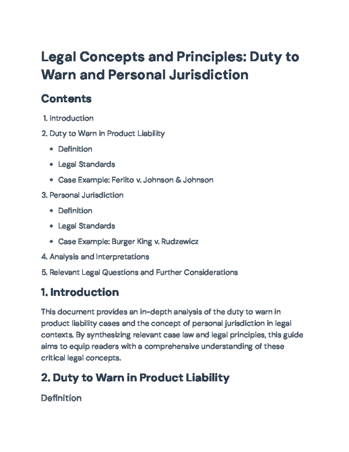Legal Duty to Warn and Personal Jurisdiction: Key Concepts in Law ...