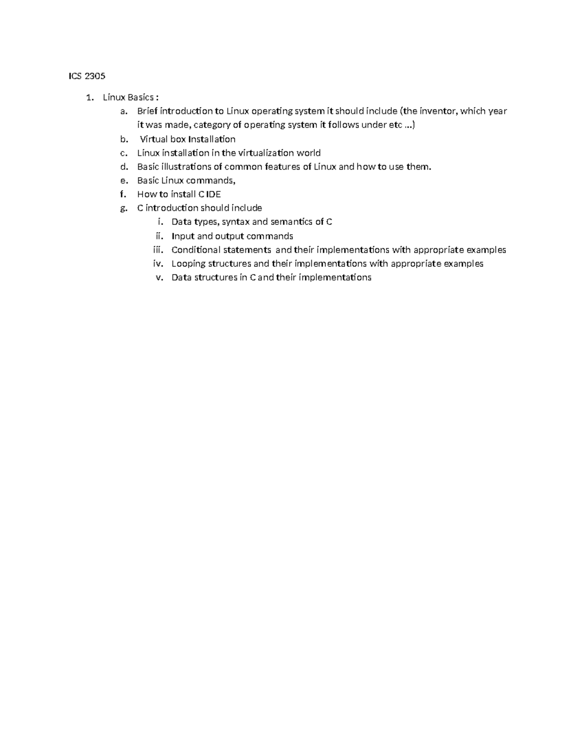 ICS 2305 Linux Basics and C Programming Overview - Studocu