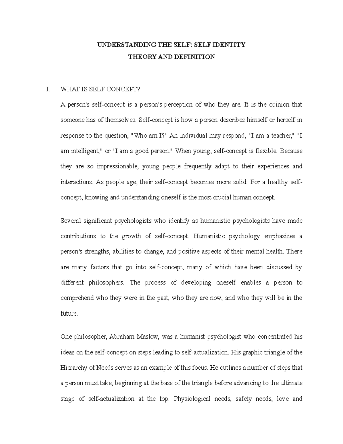 UNDERSTANDING THE SELF: SELF IDENTITY THEORY AND DEFINITION - WHAT IS ...